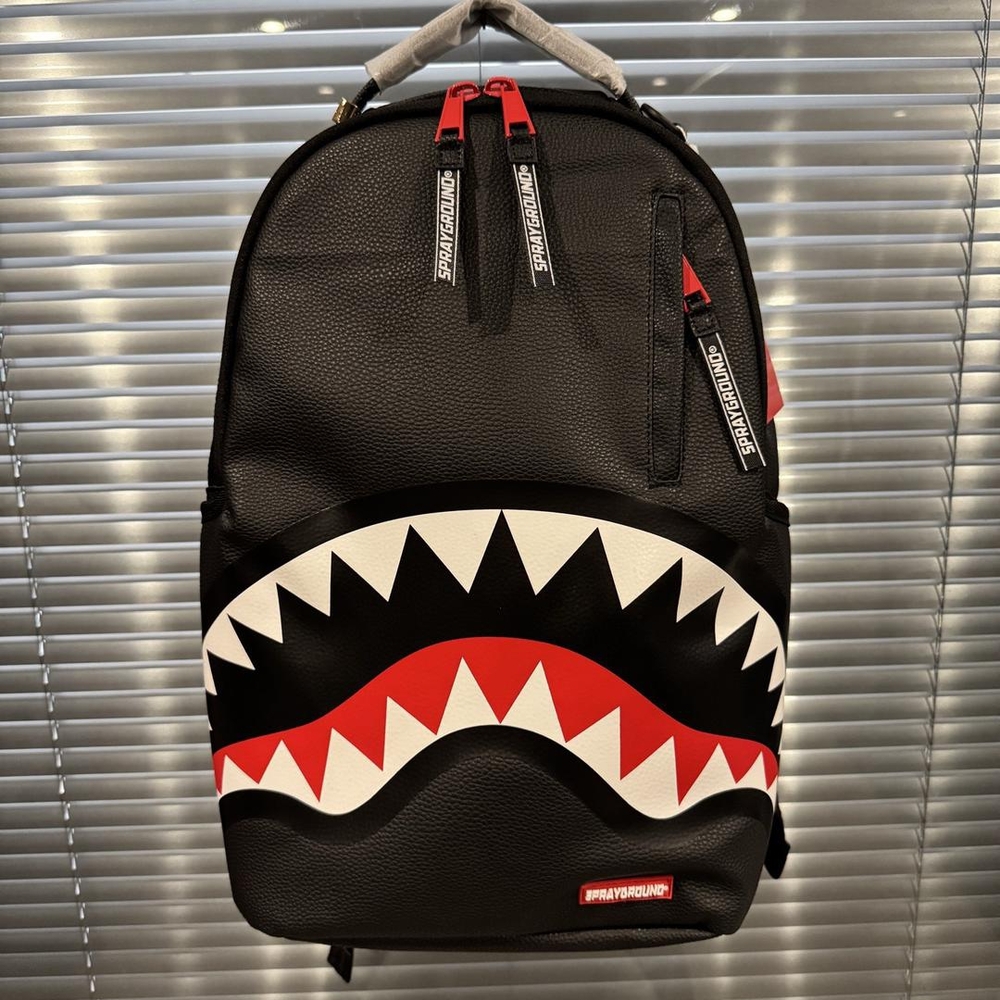 Sprayground Black And Red Shark Mouth Backpack - Gem